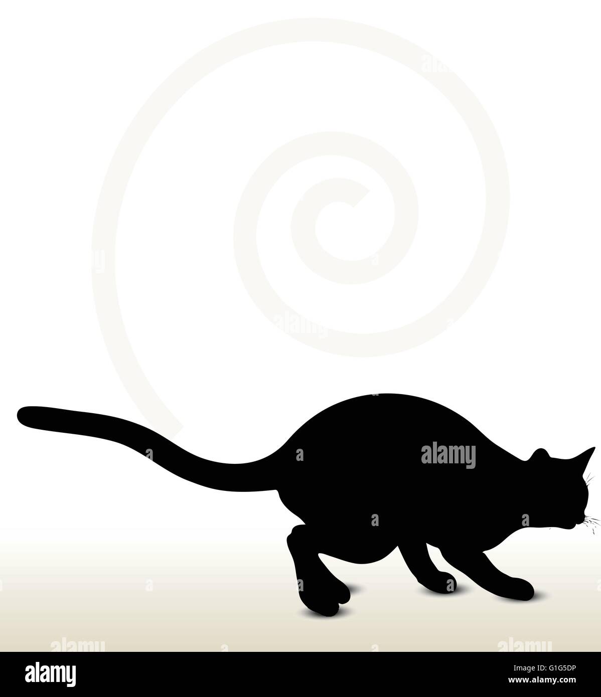 Abbildung der Katze Silhouette isoliert auf weißem Hintergrund - in ...