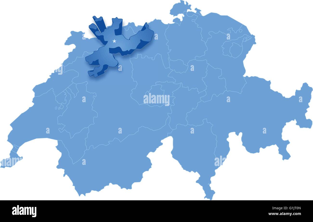 Politische Karte der Schweiz mit allen Kantonen, wo Solothurn ...