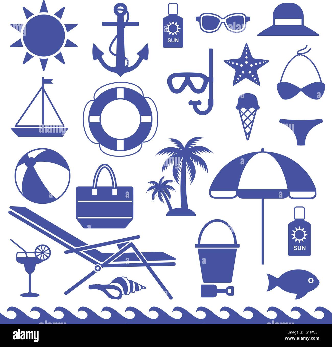 Meer Symbole Silhouette Symbole Vektor set 2 Stock-Vektorgrafik - Alamy