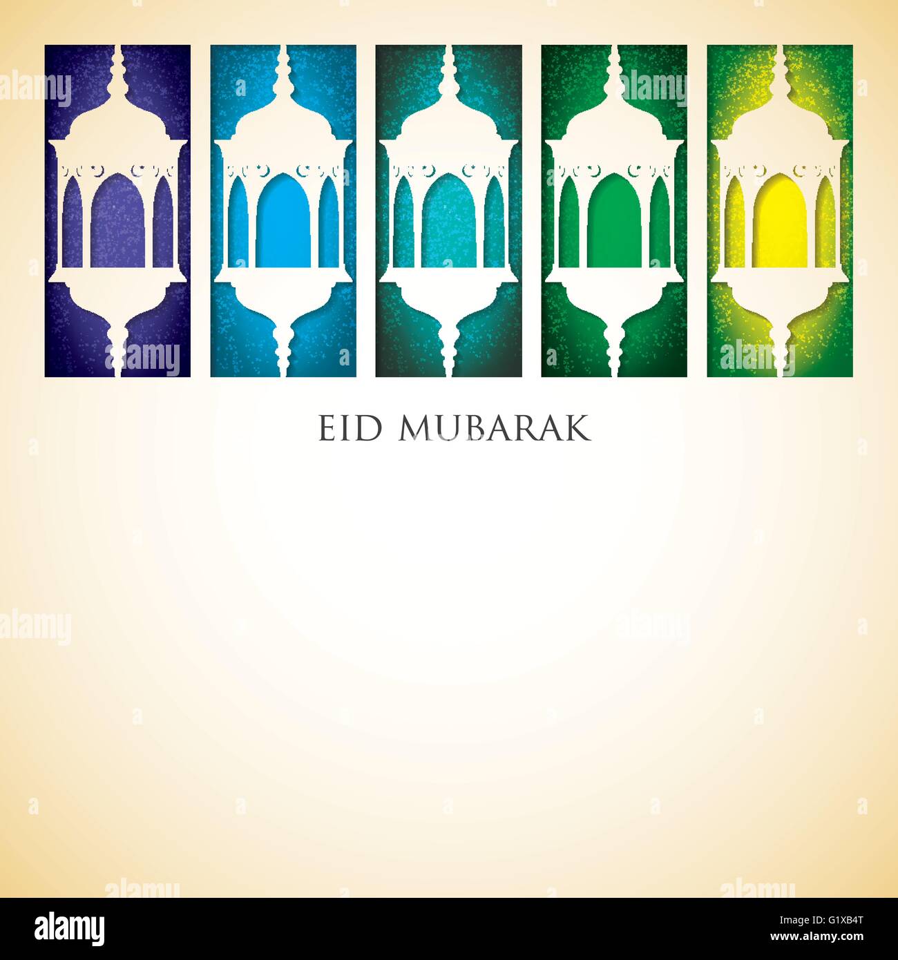 Laterne "Eid Mubarak" (gesegneten Eid) Karte im Vektorformat Stock ...
