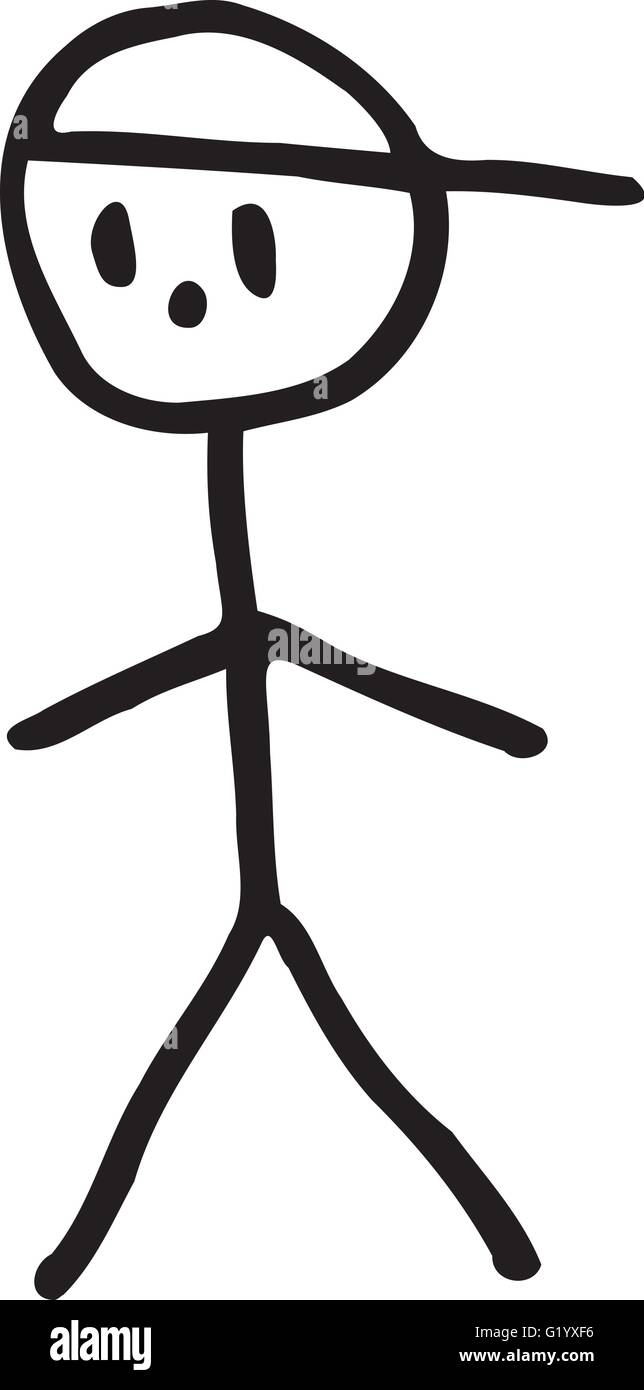 Stickman junge mit Kappe Stock-Vektorgrafik - Alamy
