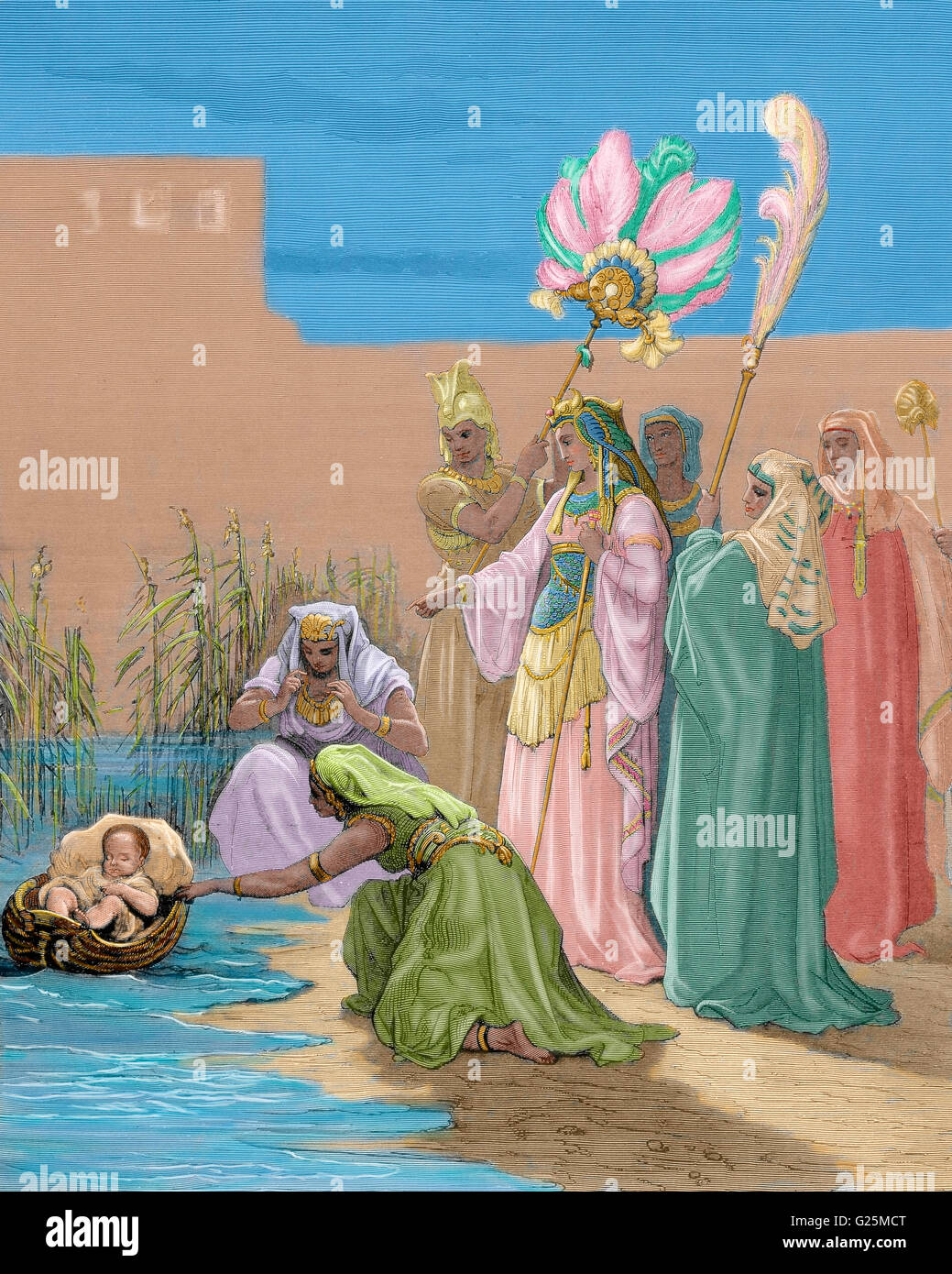 Moses aus dem Nil von der Tochter des Pharao von Ägypten gerettet ...