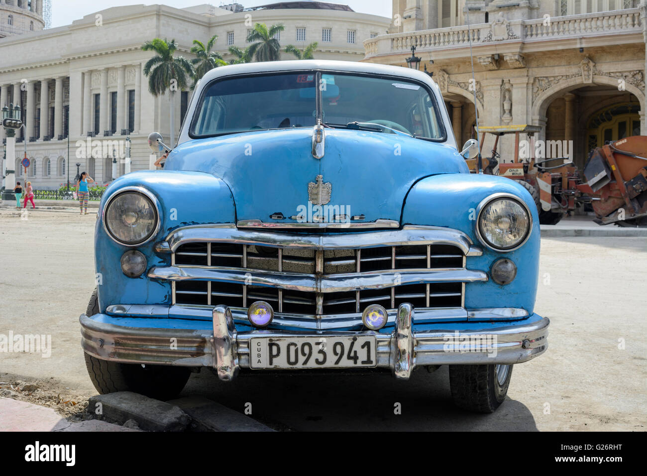 Amerikanische Oldtimer (Dodge) im Parque Central, Alt-Havanna, Kuba ...