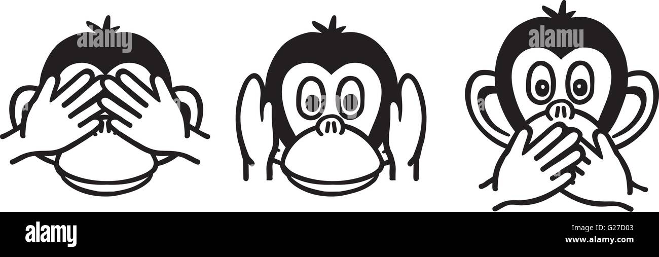 Three wise monkeys Stock-Vektorgrafiken kaufen - Alamy