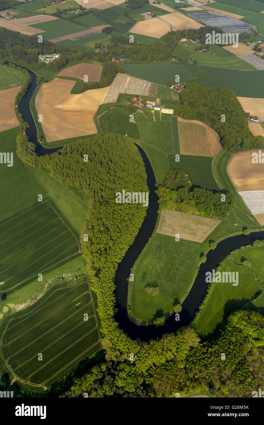 Luftaufnahme, pflegt, Lippe Lippeauen, Verlängerung, Lippe Lippe ...