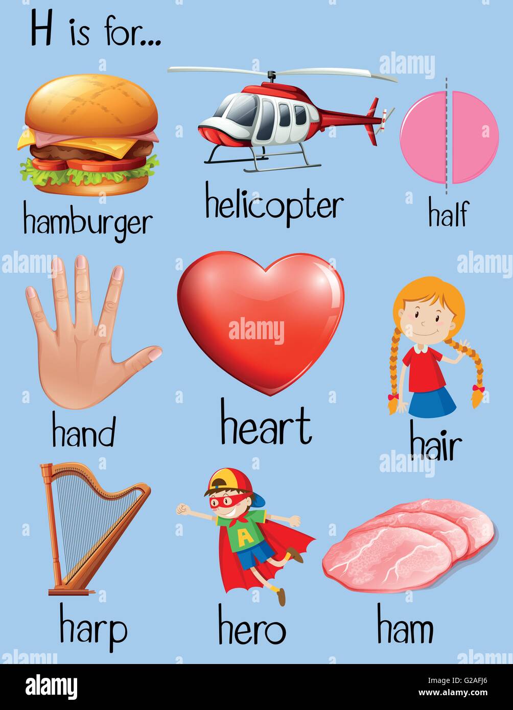 Viele Wörter beginnen mit den Buchstaben H Abbildung Stock-Vektorgrafik ...