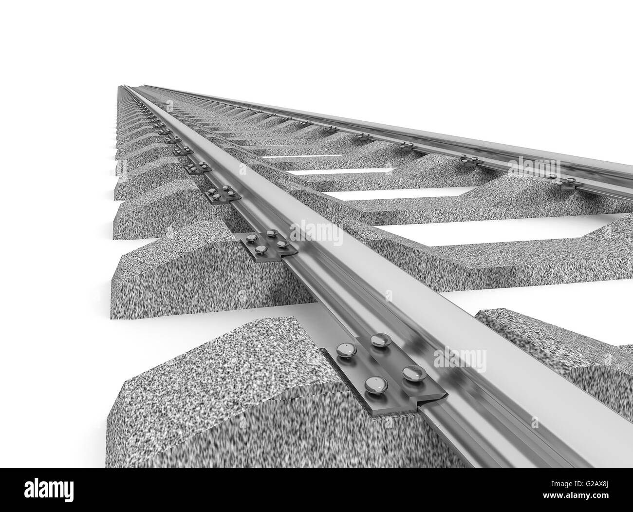 Beispiel für einen geraden Bahngleis isoliert Stockfotografie - Alamy