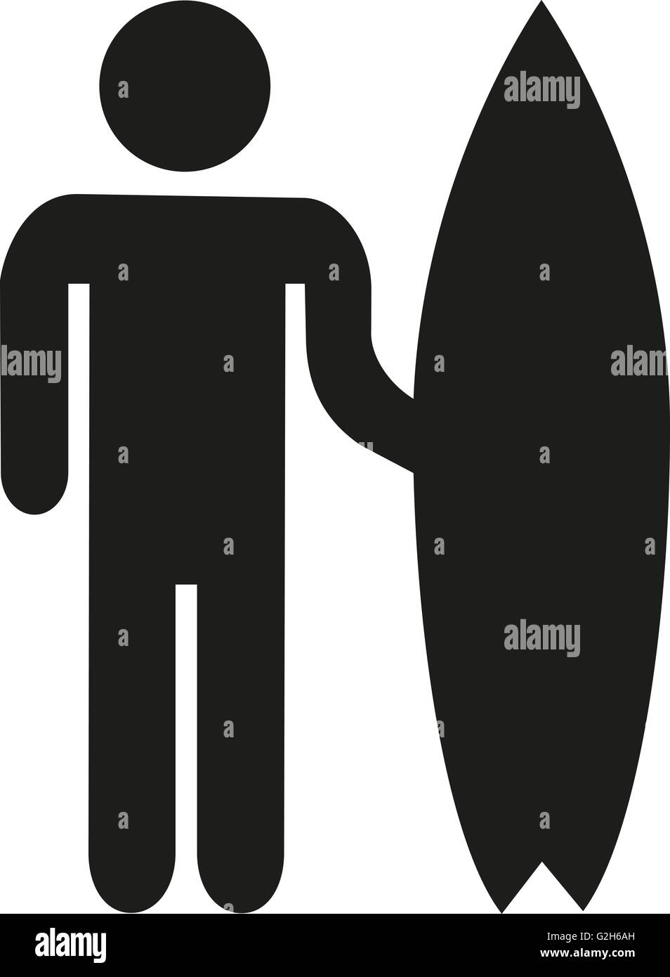 Symbol der Surfer mit Surfbrett Stockfotografie - Alamy