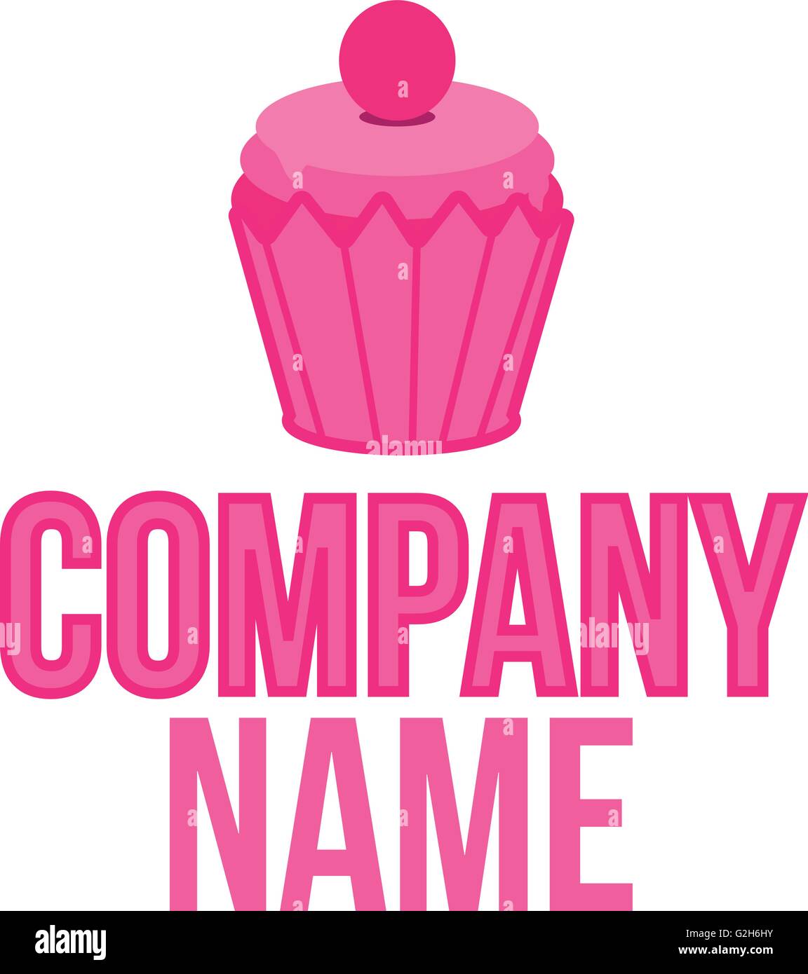 Kuchen-Shop-Logo, süßen Cupcake mit rosa Creme Retro-Dessert-Emblem ...