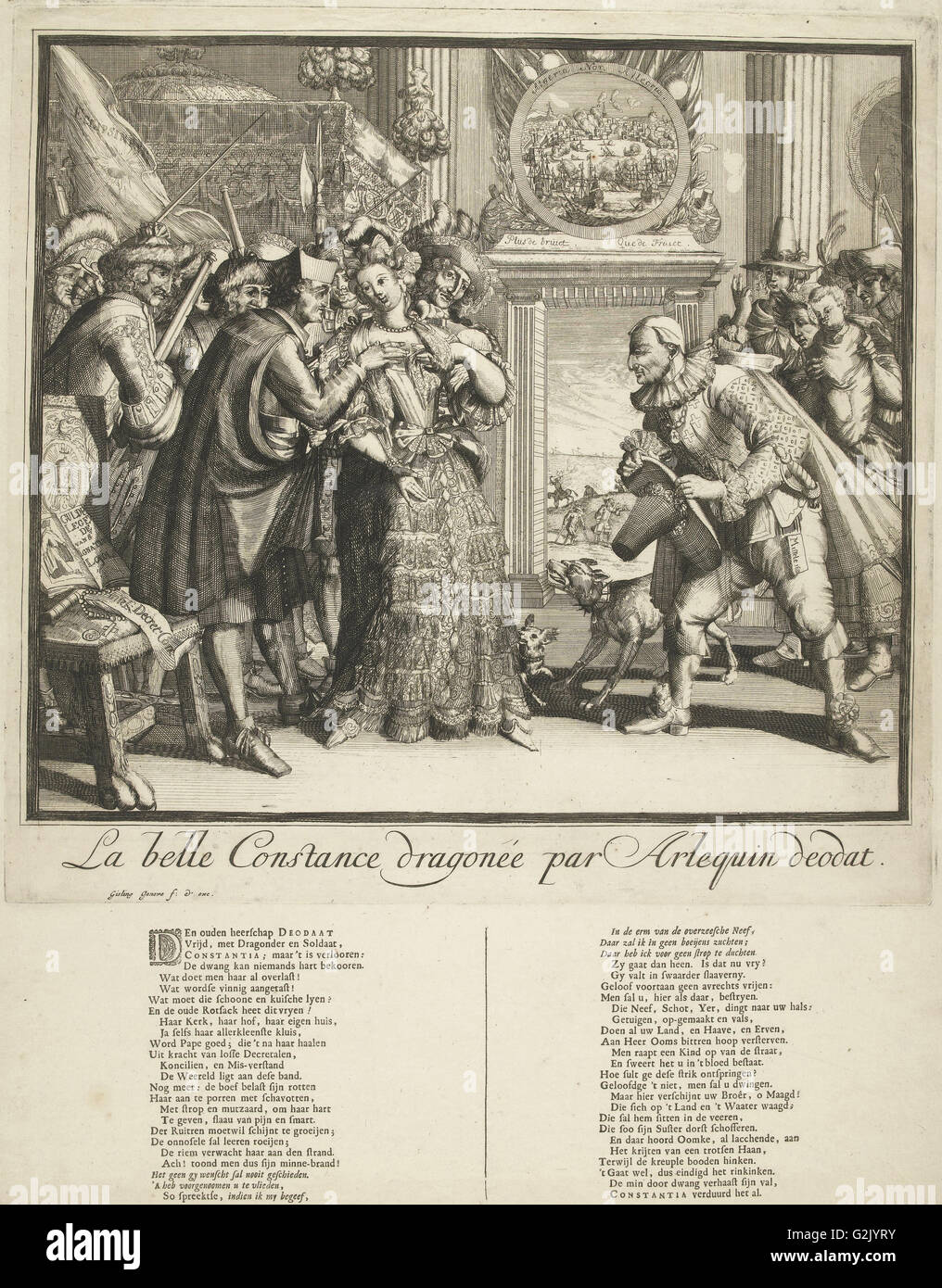 Cartoon von Louis XIV und die Verfolgung der Protestanten in Frankreich ...
