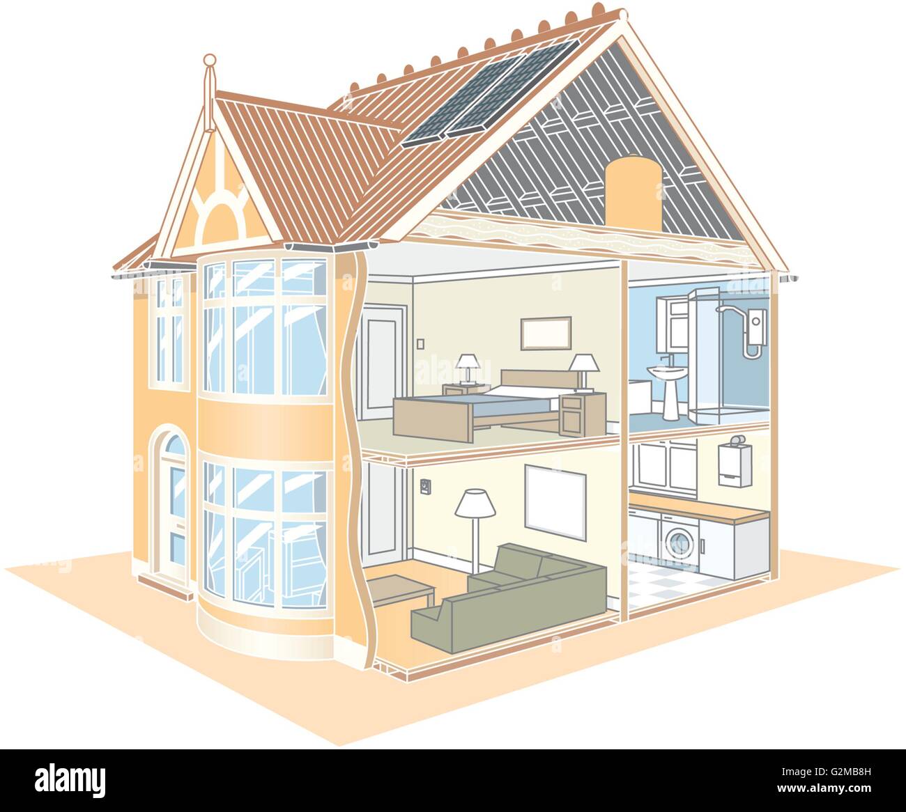 Cross section of house drawing Ausgeschnittene Stockfotos und -bilder ...