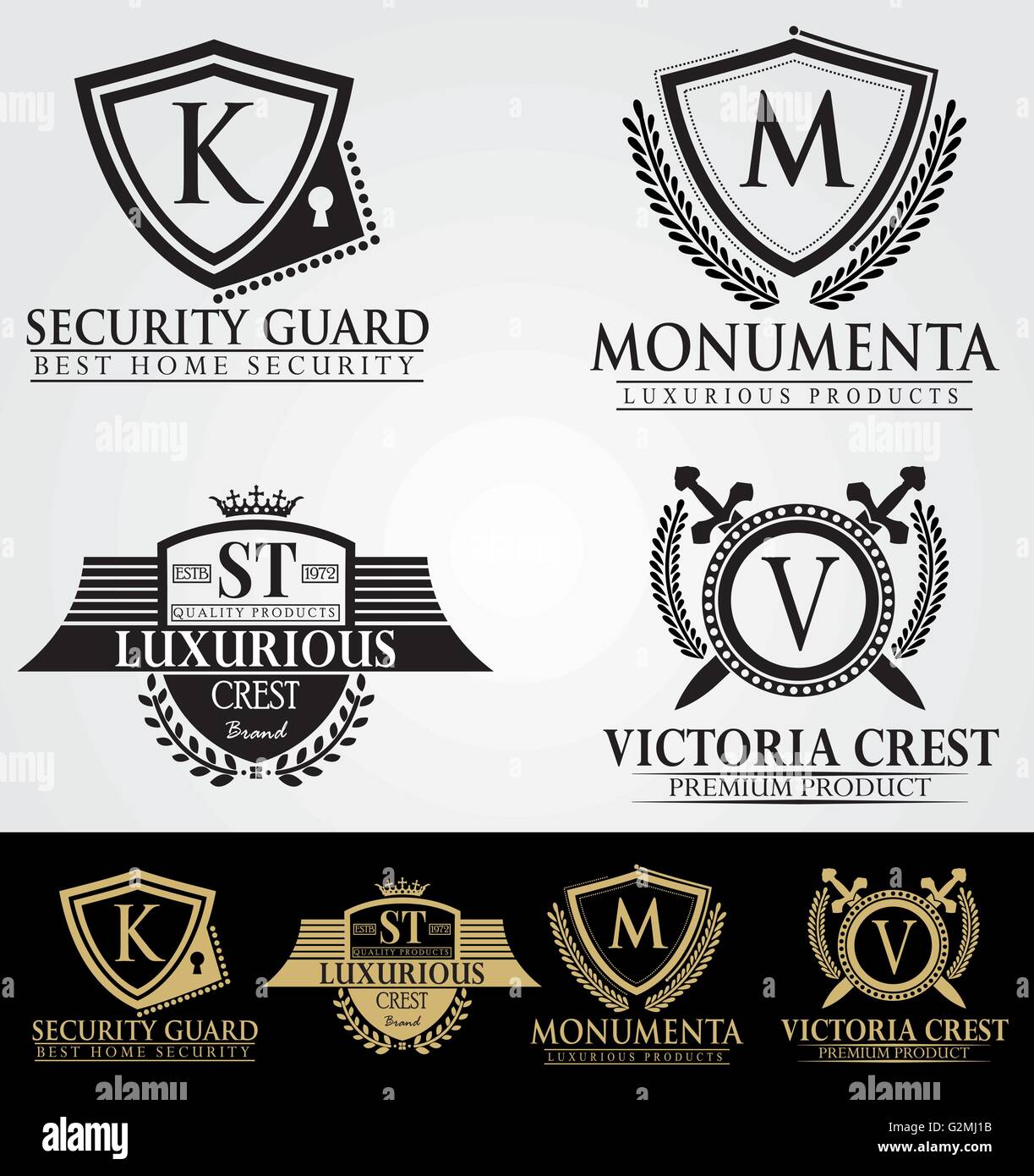 Heraldische Wappen Logos – Retro Vintage Royal Luxus Elegant Wappen und ...
