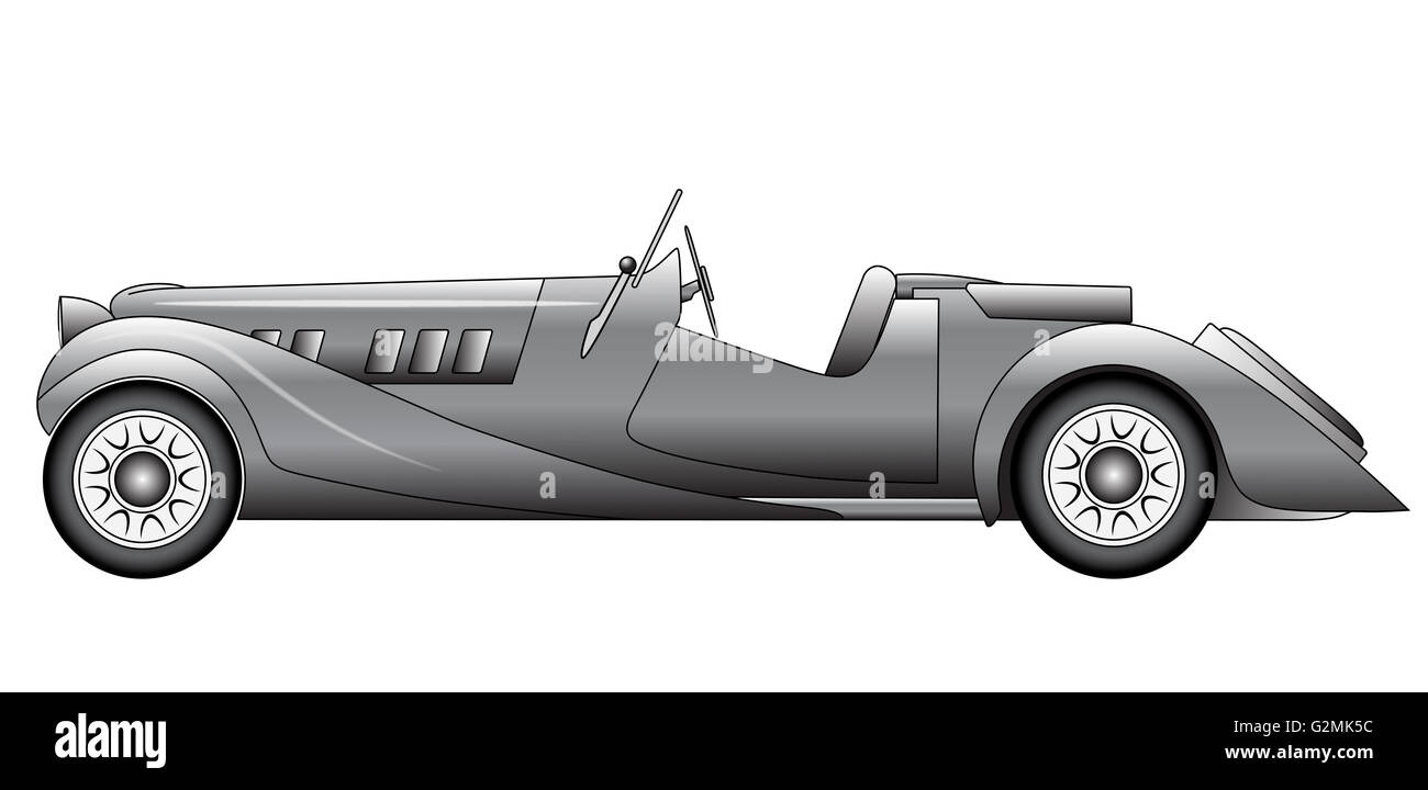 Historischer rennwagen mit geschwindigkeit Ausgeschnittene Stockfotos ...
