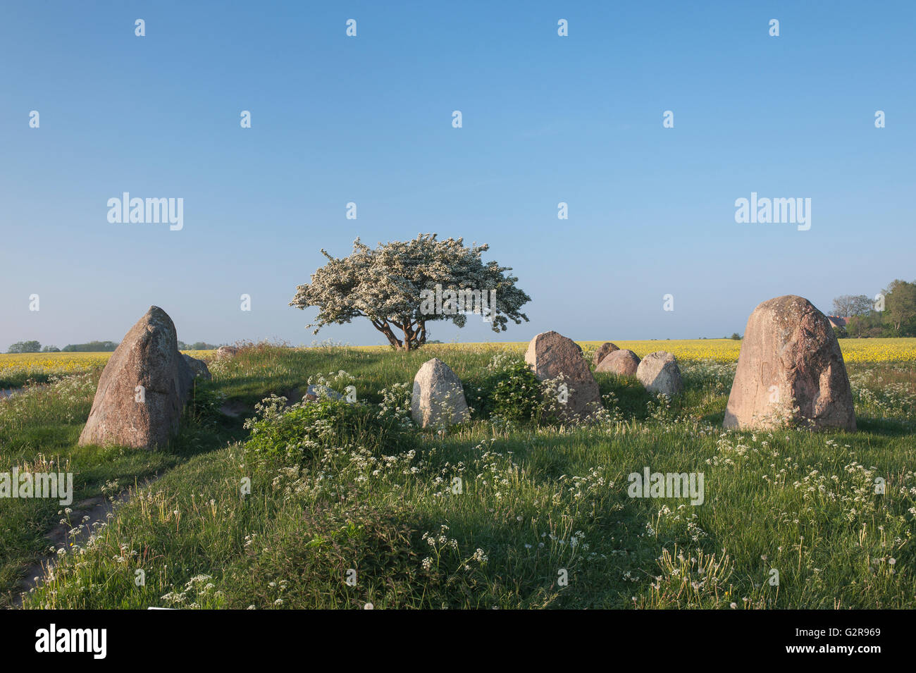 Hünengrab aus der Jungsteinzeit, Dolmen mit Grabkammern, zwei große ...