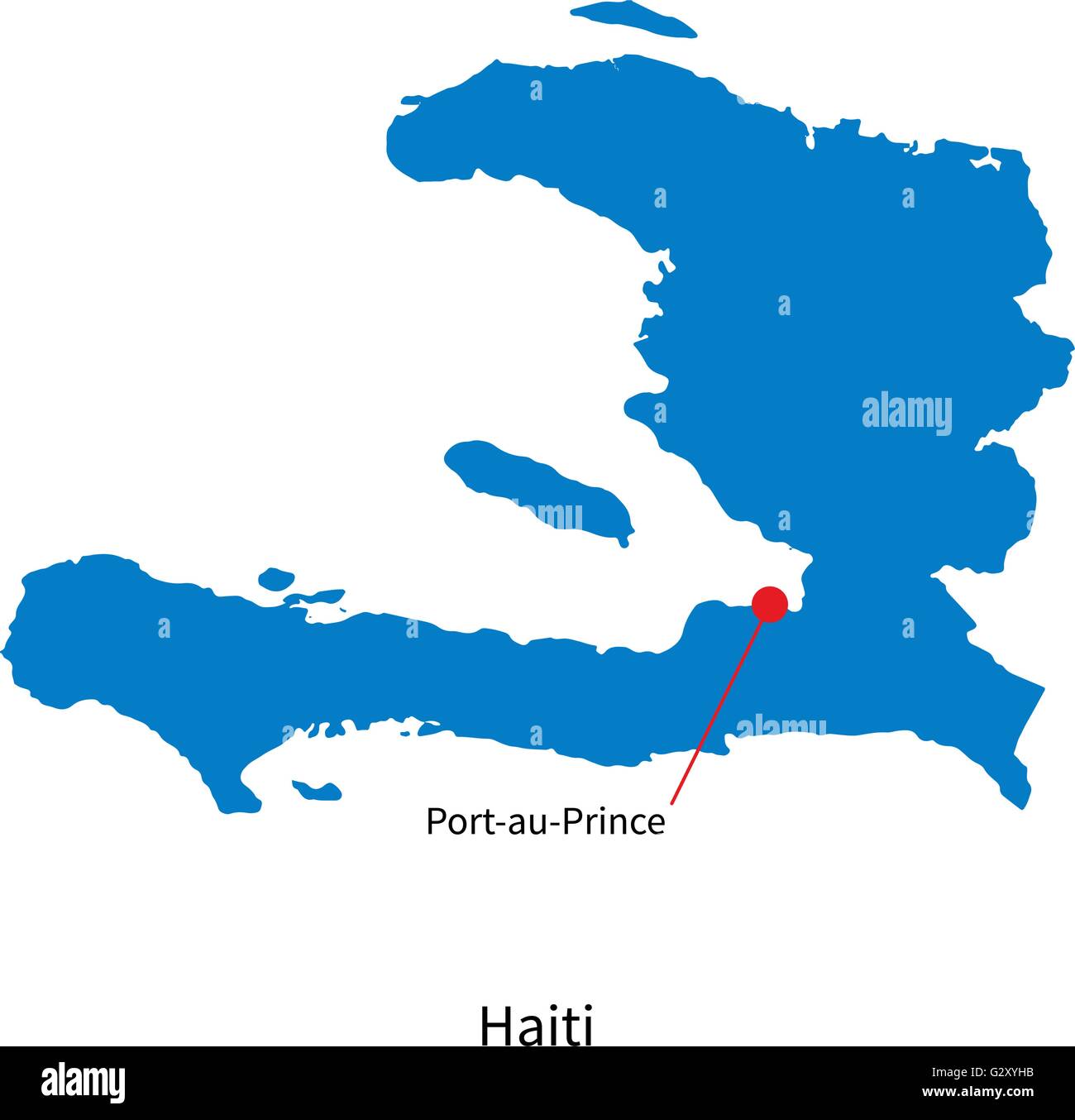 Vektorkarte von Haiti und Hauptstadt Port-au-Prince Stock-Vektorgrafik ...