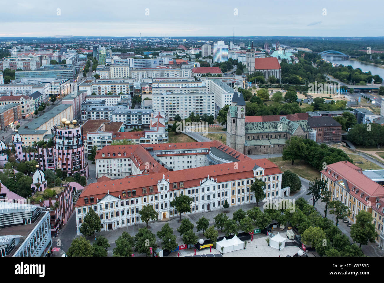 Magdeburg, Deutschland, Luftbild der Innenstadt Stockfotografie - Alamy