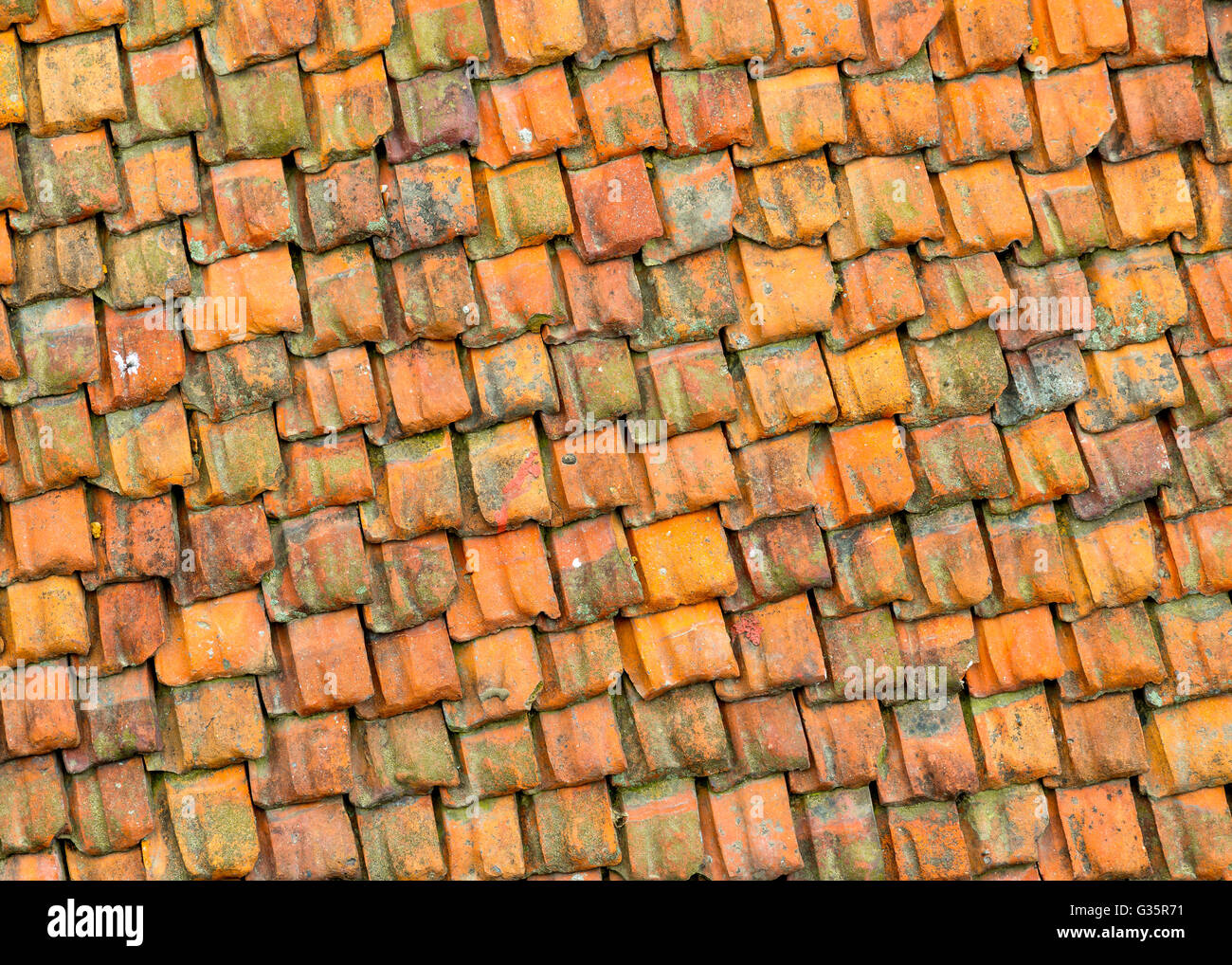 Alte und verwitterte Ziegel Dach Textur Stockfotografie - Alamy