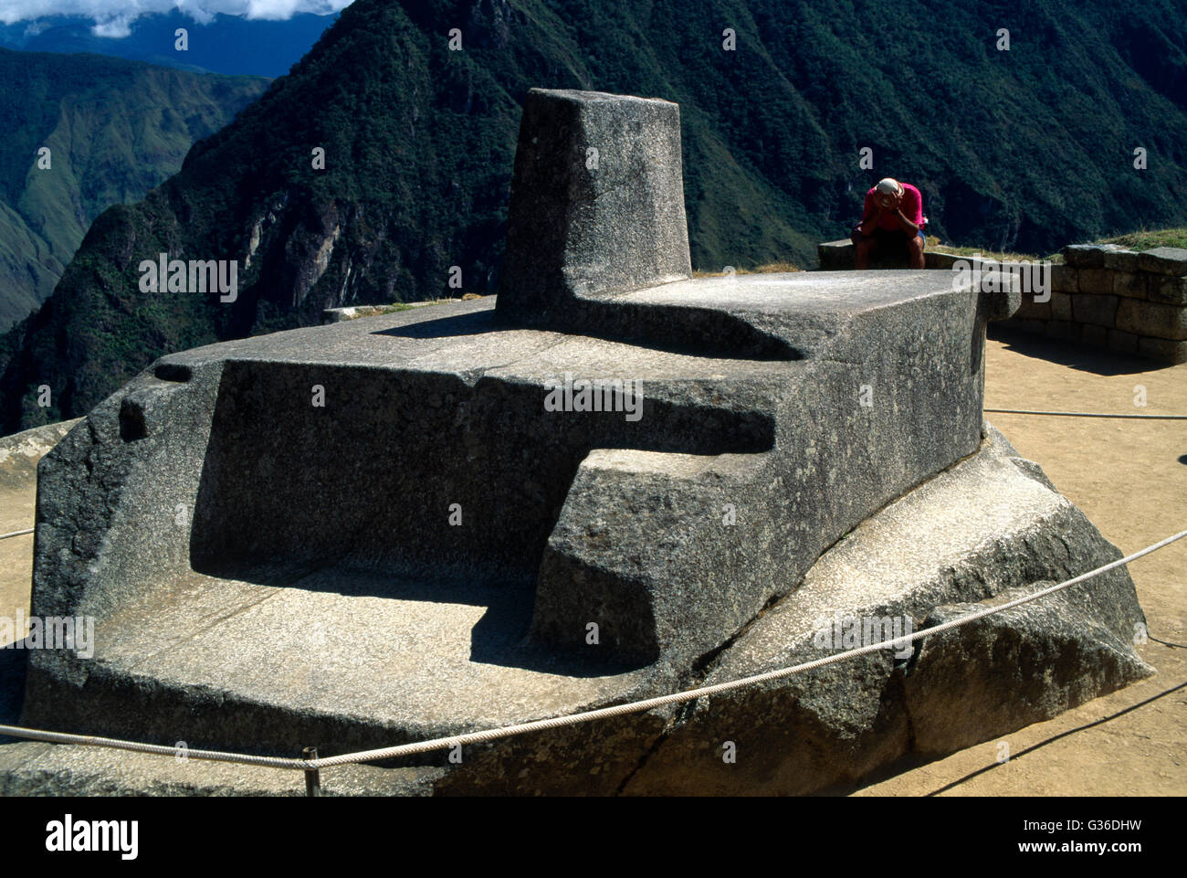 Machu Picchu Peru die Intihuatana (Hitching Post der Sonne) rituellen ...