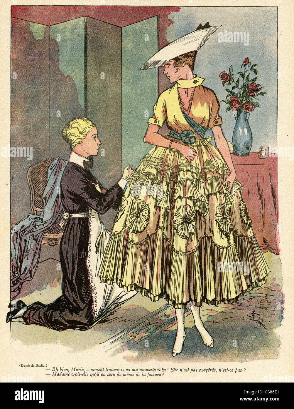 Cartoon Zeigt Eine Frau Die Versucht Auf Ein Neues Kleid Die Denkt cartoon-zeigt-eine-frau-die-versucht-auf-ein-neues-kleid-die-denkt