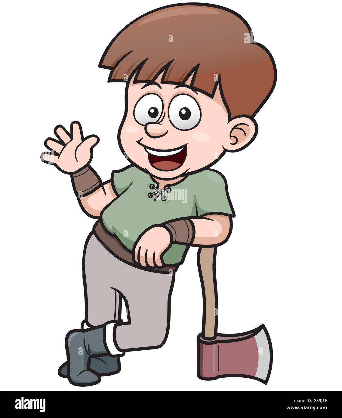 Vektor-Illustration eines jungen mit Axt cartoon Stock-Vektorgrafik - Alamy