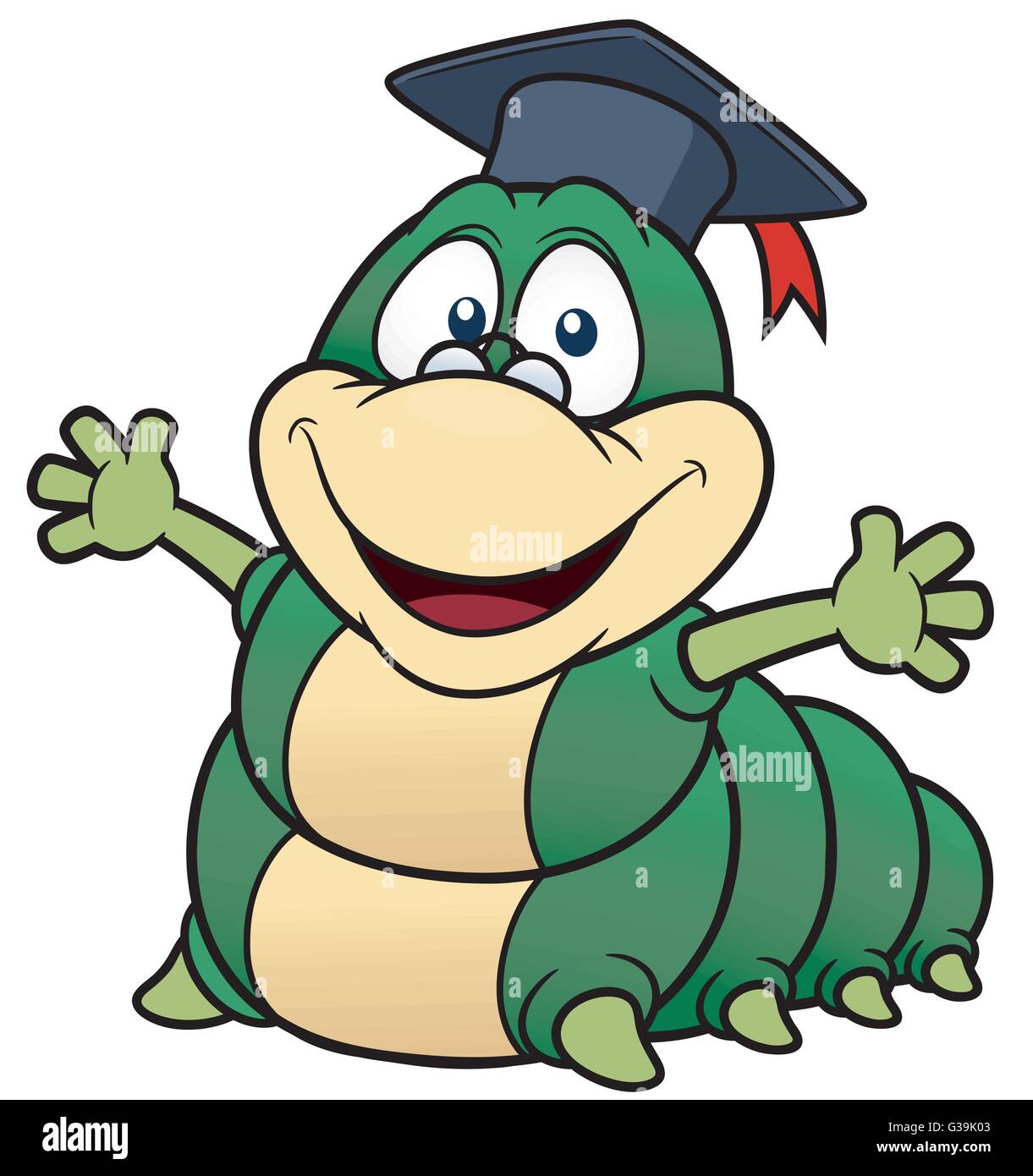 Vektor-Illustration von Cartoon Wurm Professor Stock-Vektorgrafik - Alamy