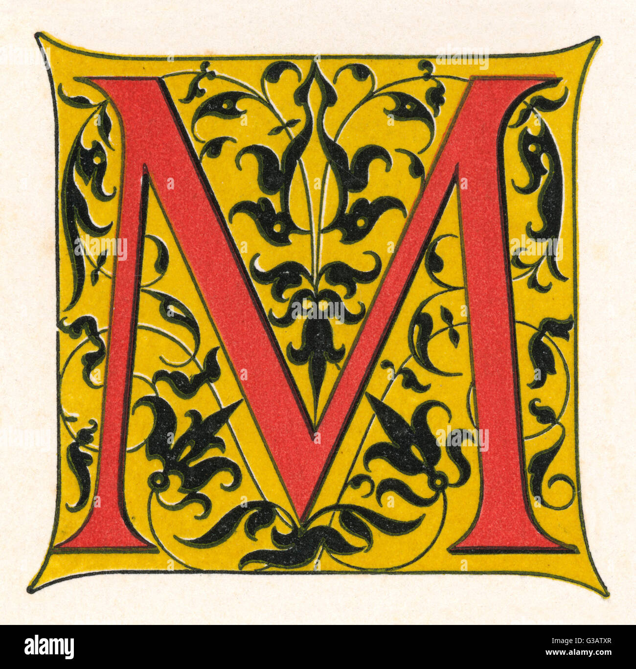 Beleuchtete Buchstaben M im mittelalterlichen Stil Stockfotografie - Alamy