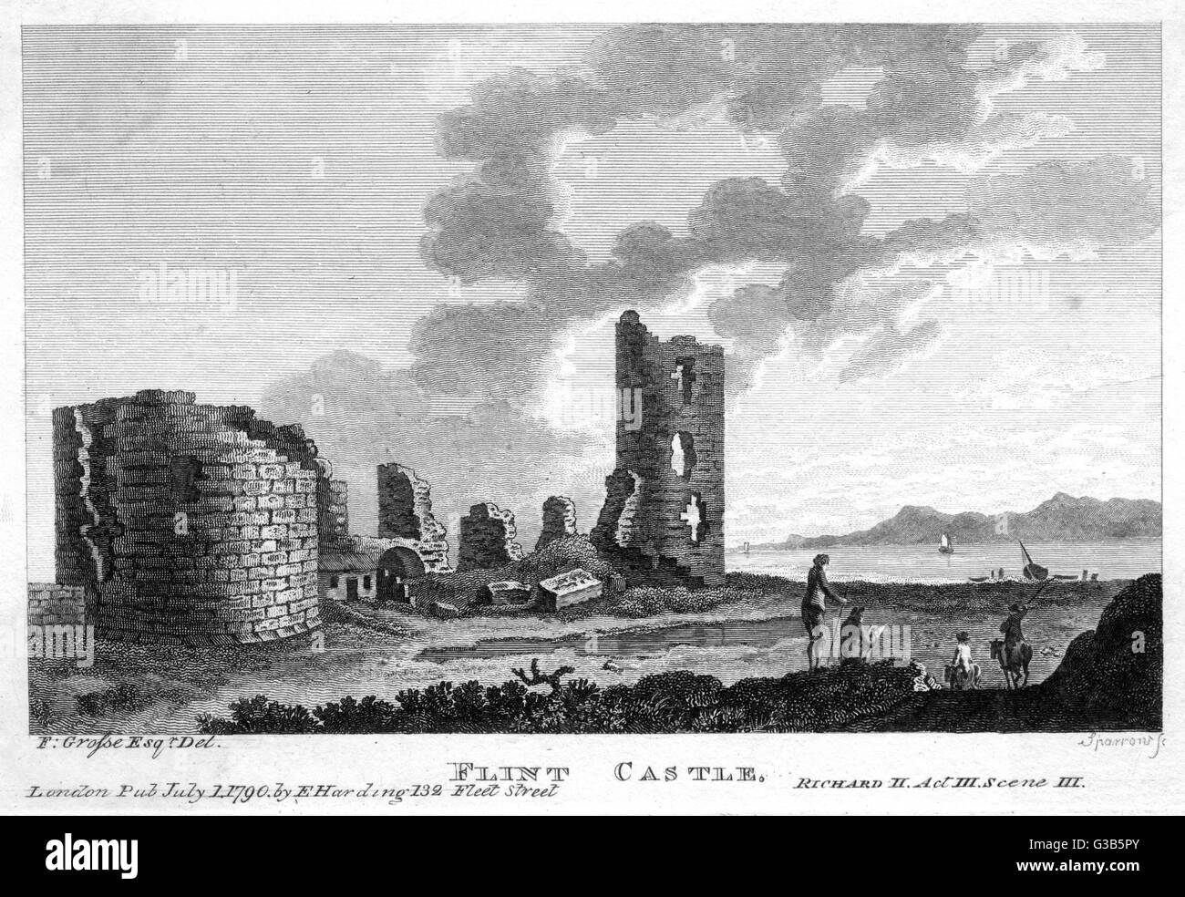 Flint schloss wales Schwarzweiß-Stockfotos und -bilder - Alamy