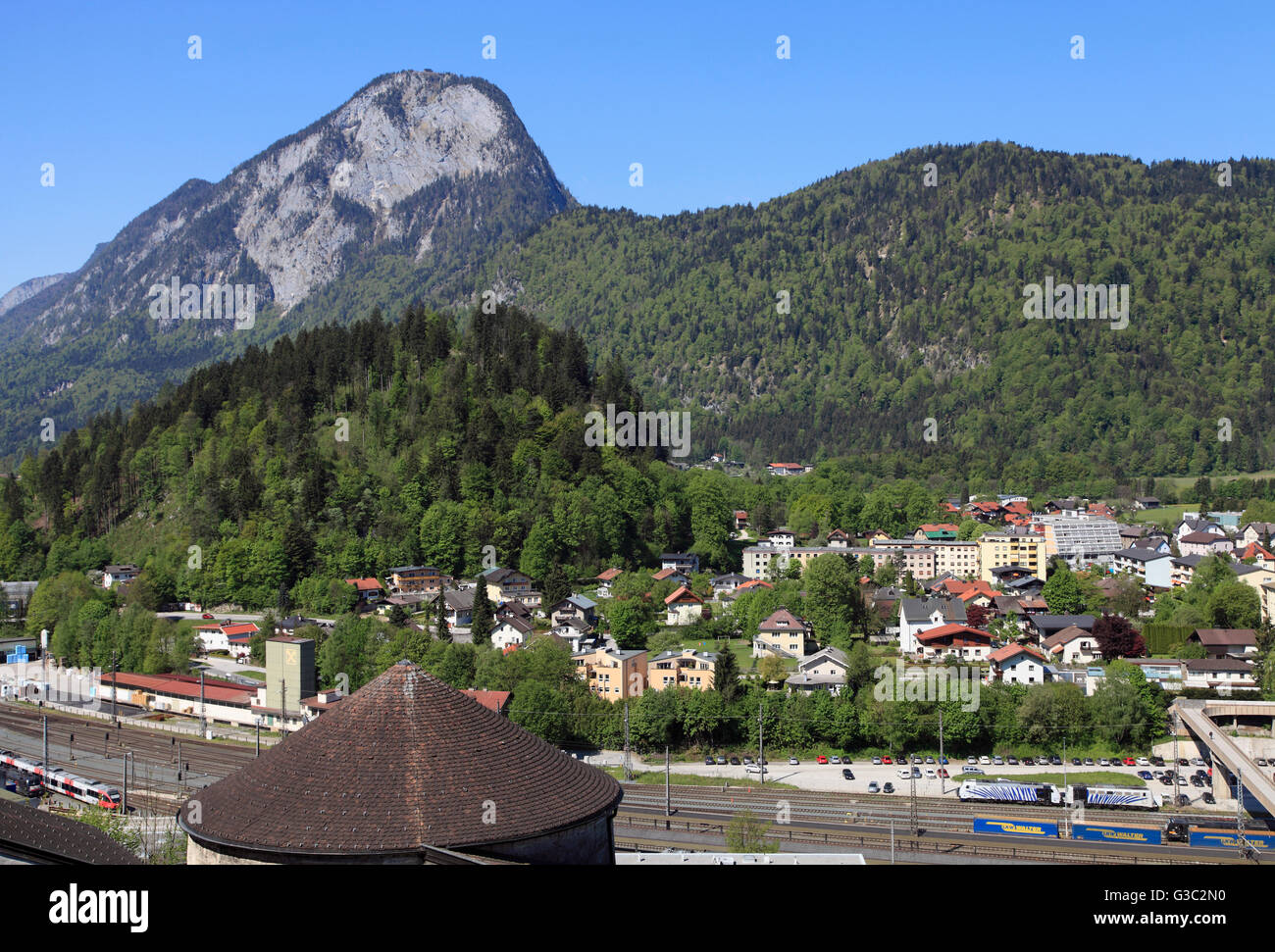 Österreich, Tirol, Kufstein, Luftaufnahme, Skyline, Panorama ...