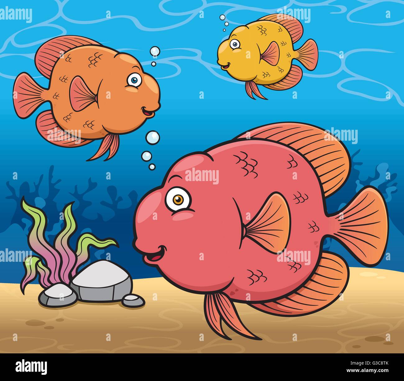 Vektor-Illustration von Cartoon-Fisch Stock-Vektorgrafik - Alamy