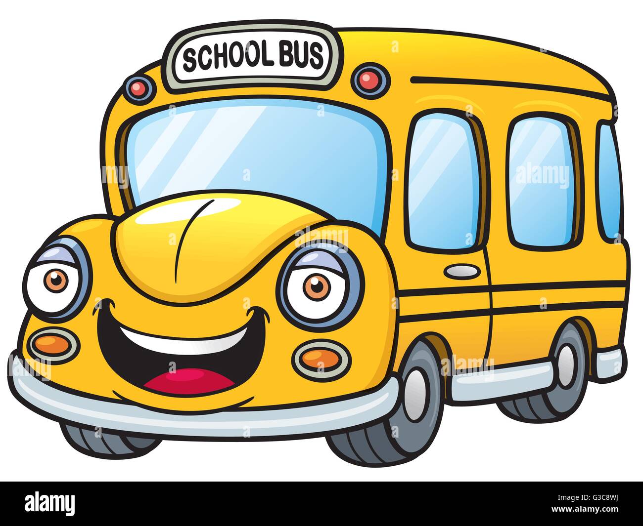 Vektor-Illustration der Schulbus-cartoon Stock-Vektorgrafik - Alamy