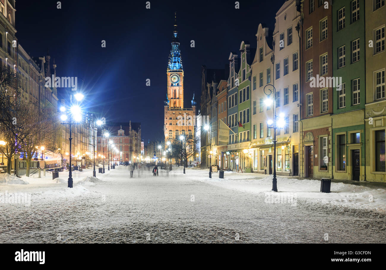 Die alte Stadt Danzig Polen, Dluga Straße im winter Stockfotografie - Alamy