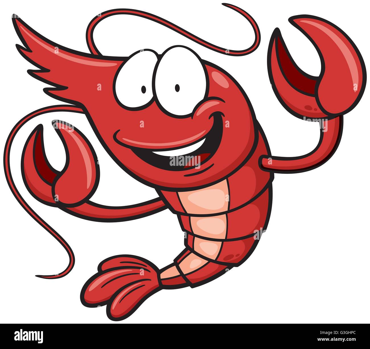 Vektor-Illustration von Cartoon-Garnelen Stock-Vektorgrafik - Alamy