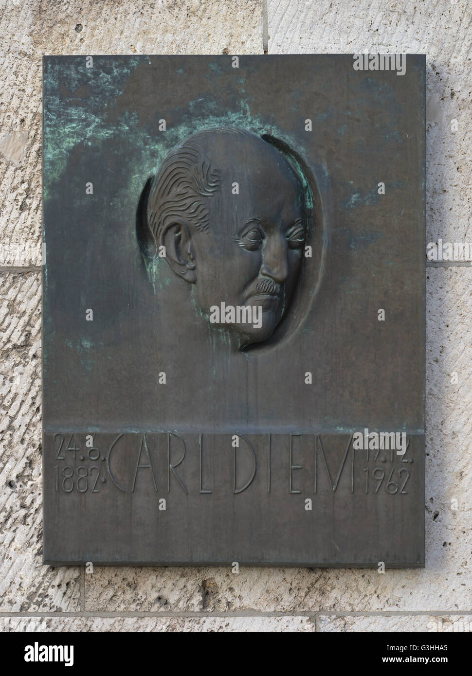 Gedenktafel, Carl Diem, Marathontor, Olympiastadion, Charlottenburg ...