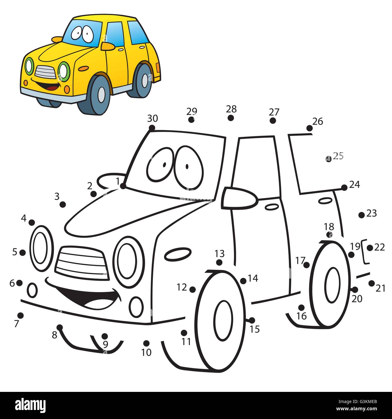 Vektor-Illustration von Punkt zu Punkt Spiel - Auto Stock-Vektorgrafik ...