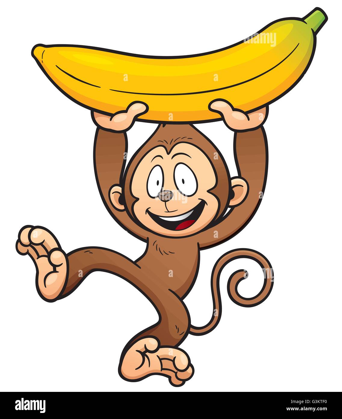 Vector Illustration von Cartoon Affe mit Banane Stock-Vektorgrafik - Alamy