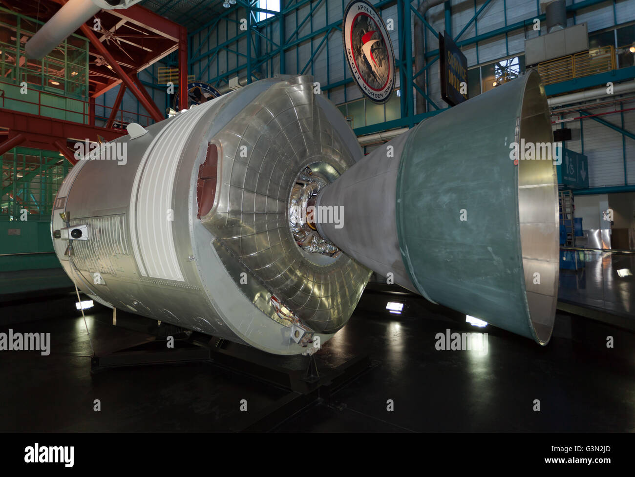 Blick von der NASA Apollo Command/Service Module (CSM) auf dem Display ...