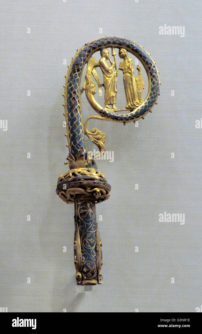 Leiter der Bischofsstab mit der Szene der Verkündigung. Frankreich ...