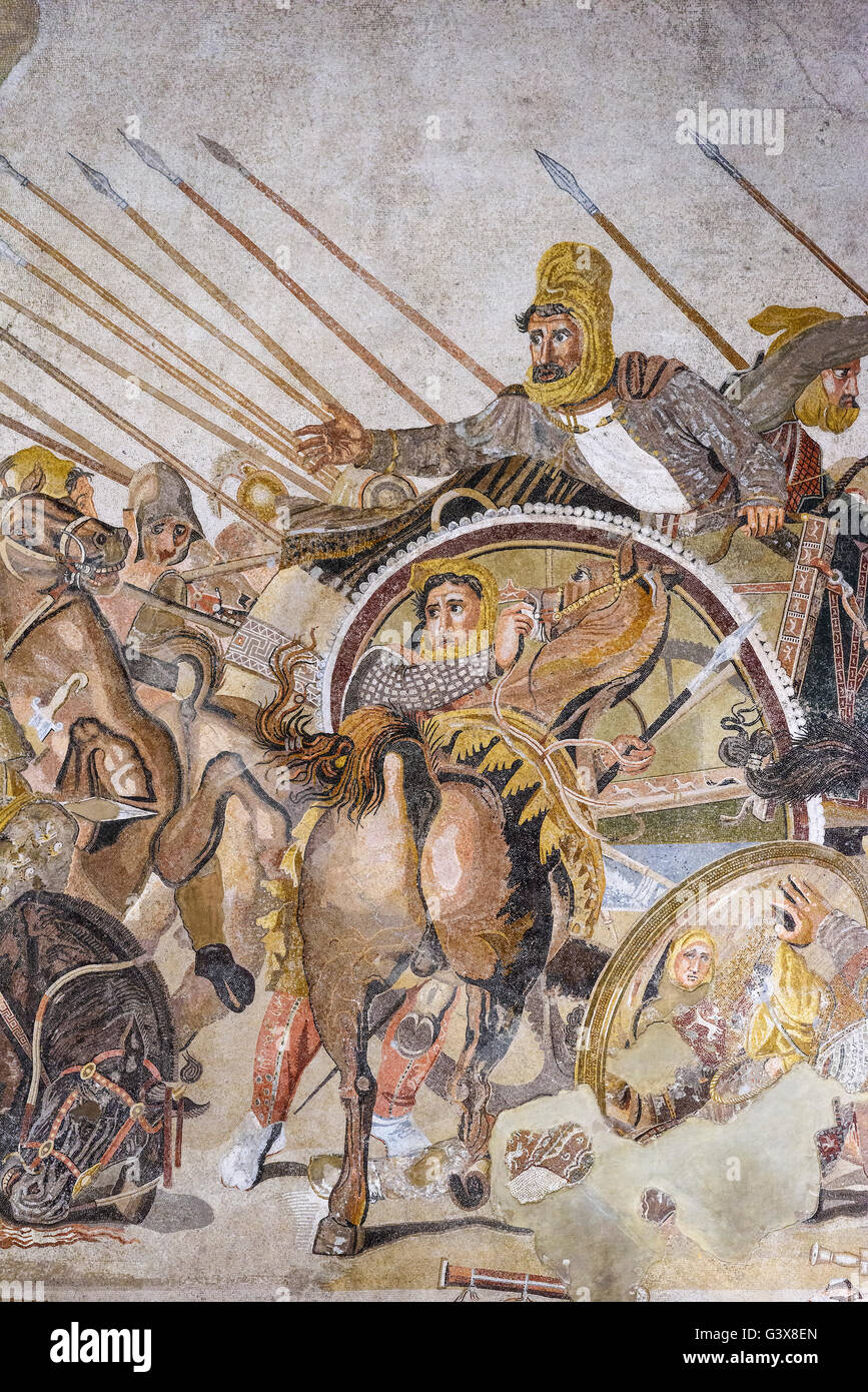 Neapel. Italien. Mosaik, Alexander (ca. 120 v. Chr.), Detail der König ...
