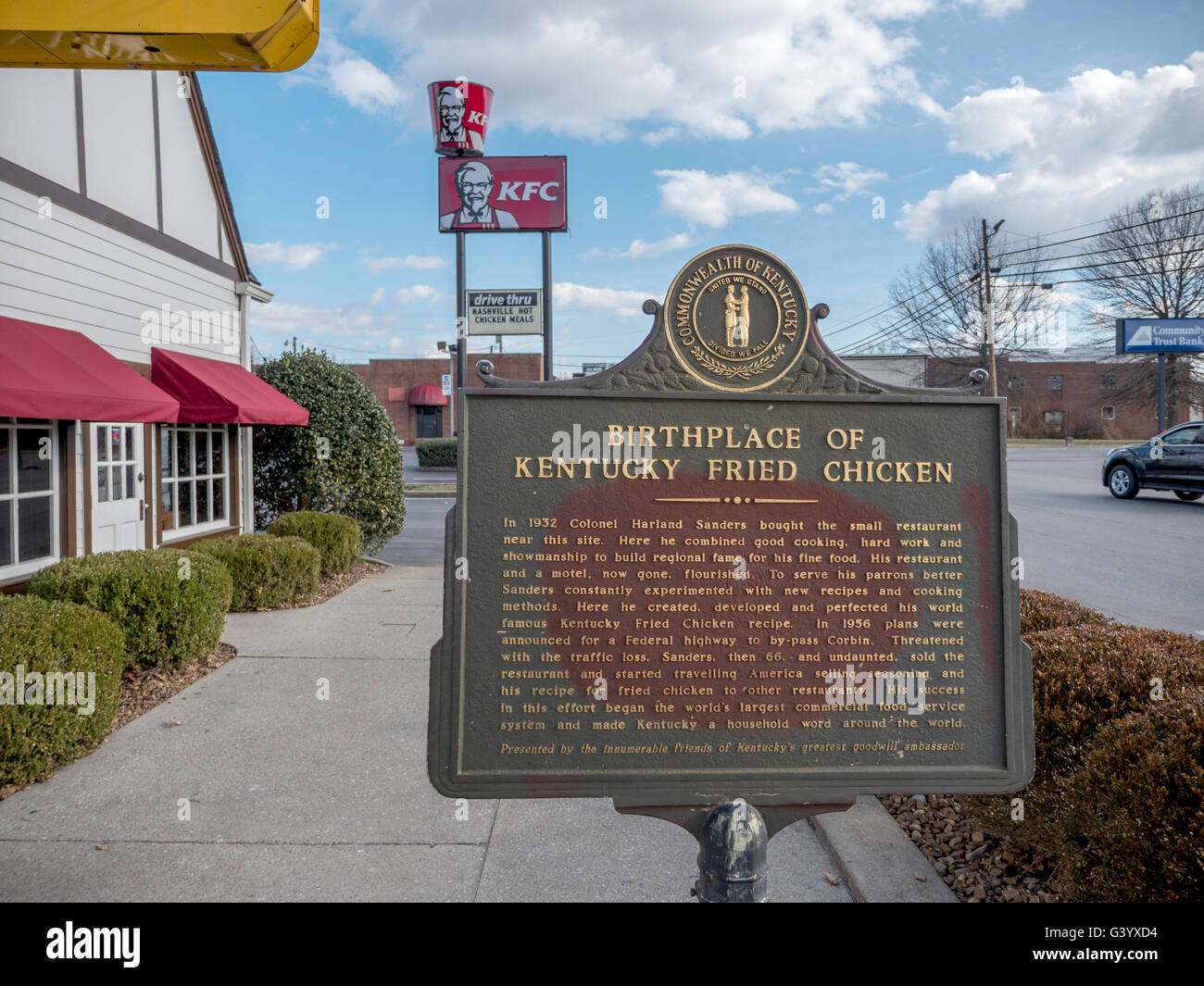 Historische Zeichen im Sanders Cafe der Geburtsort von Kentucky Fried ...