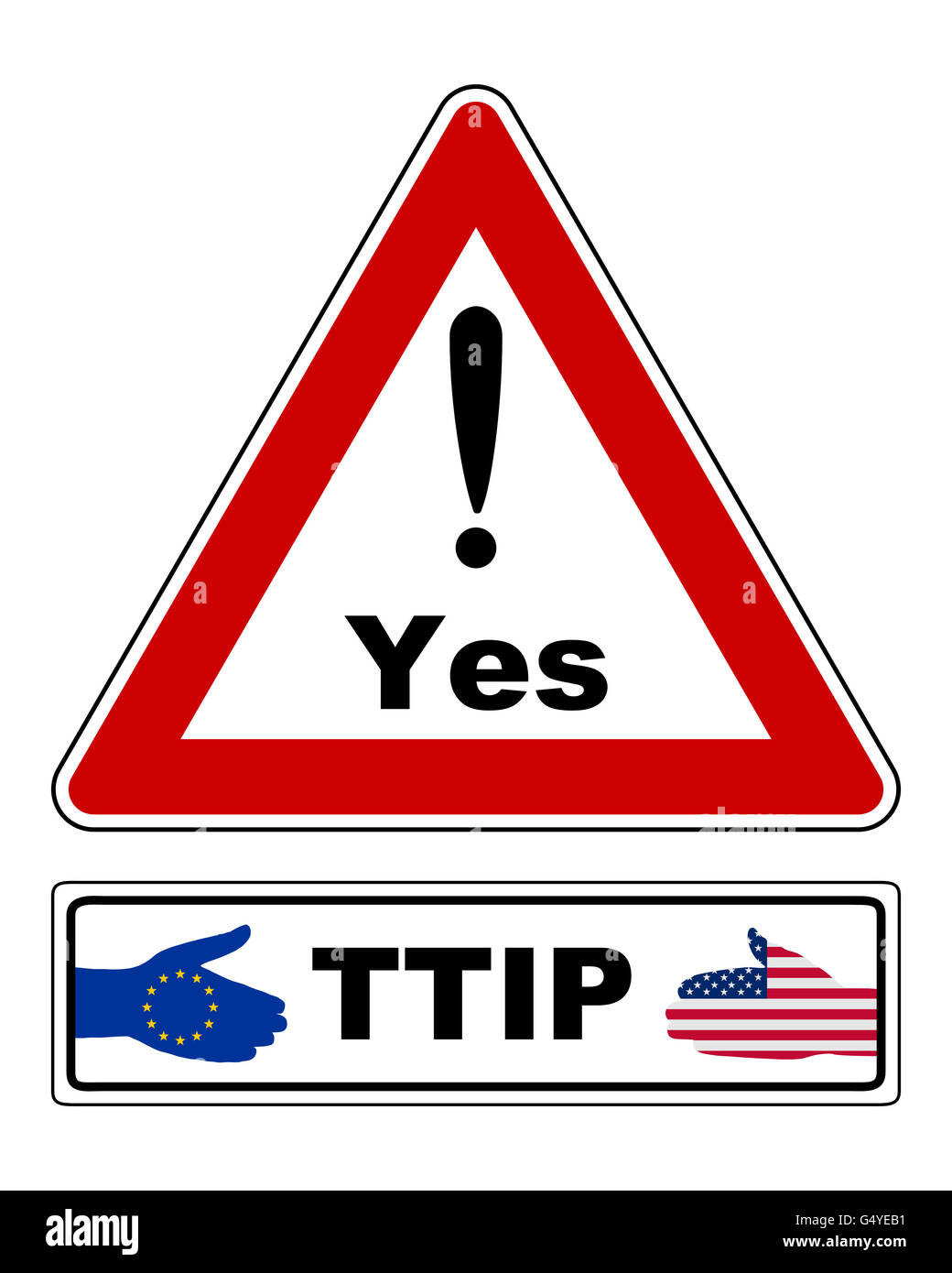 Achtung Schild mit Ausrufezeichen und zusätzliche Informationen ...