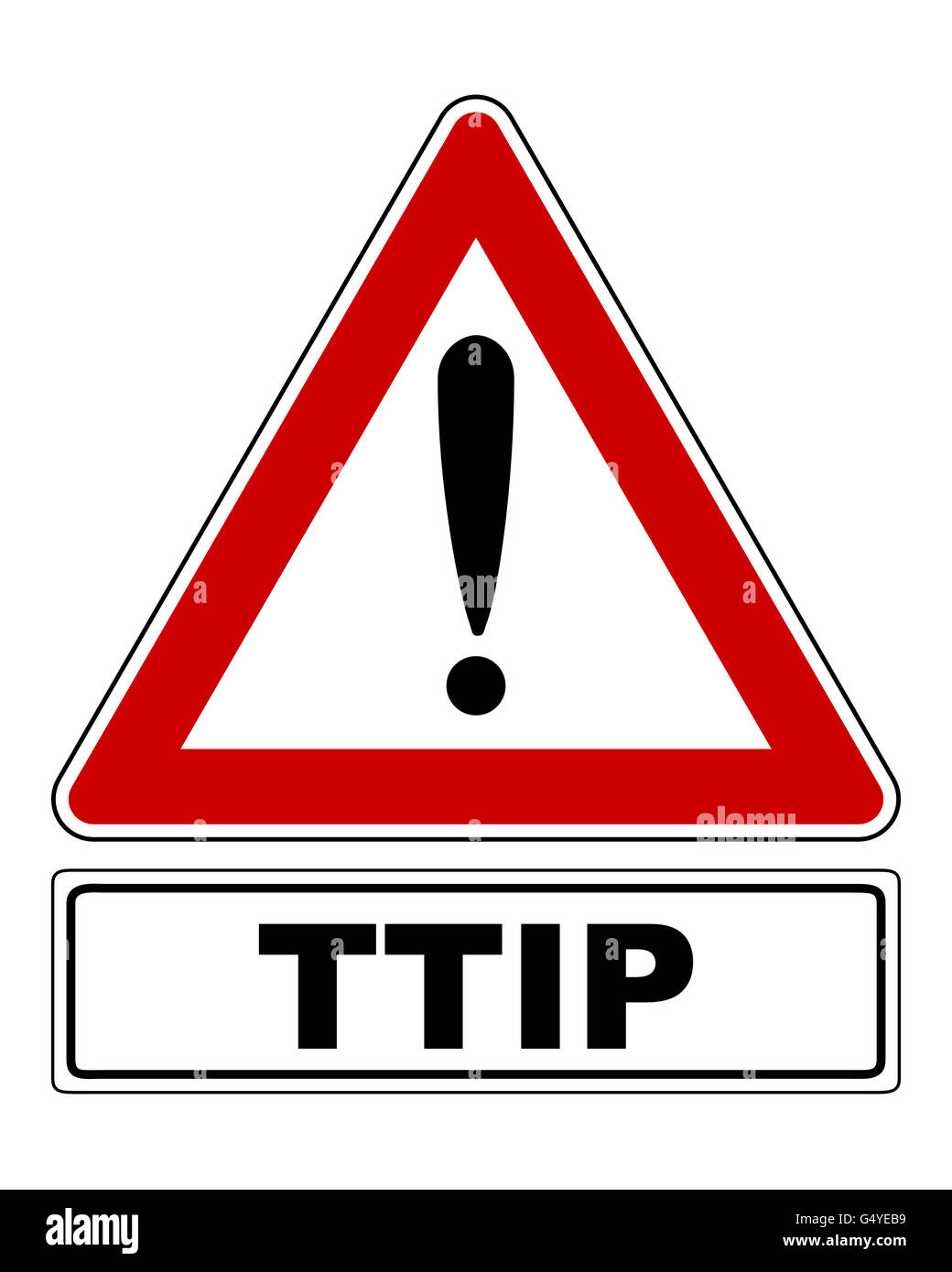 Achtung Schild mit Ausrufezeichen und zusätzliche Informationen ...