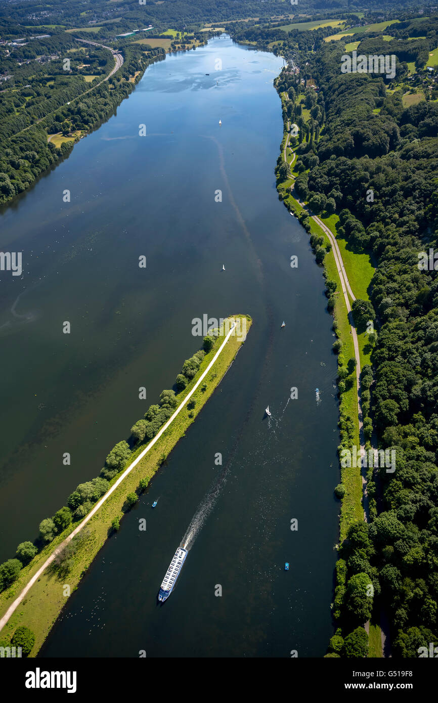 Luftbild, Naherholungsgebiet Kemnader Stausee, Stausee, Ruhrgebiet ...