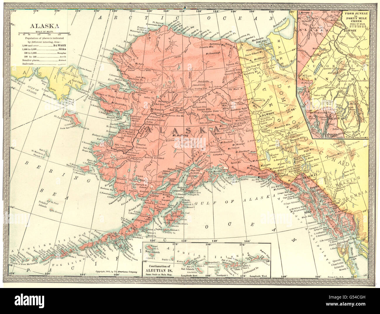 ALASKA State Karte. Aleuten, 1907 Stockfotografie - Alamy