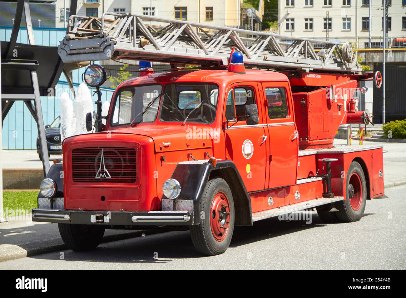 Alte deutsche Magirus-Deutz Feuerwehrauto in Bergen, Norwegen ...