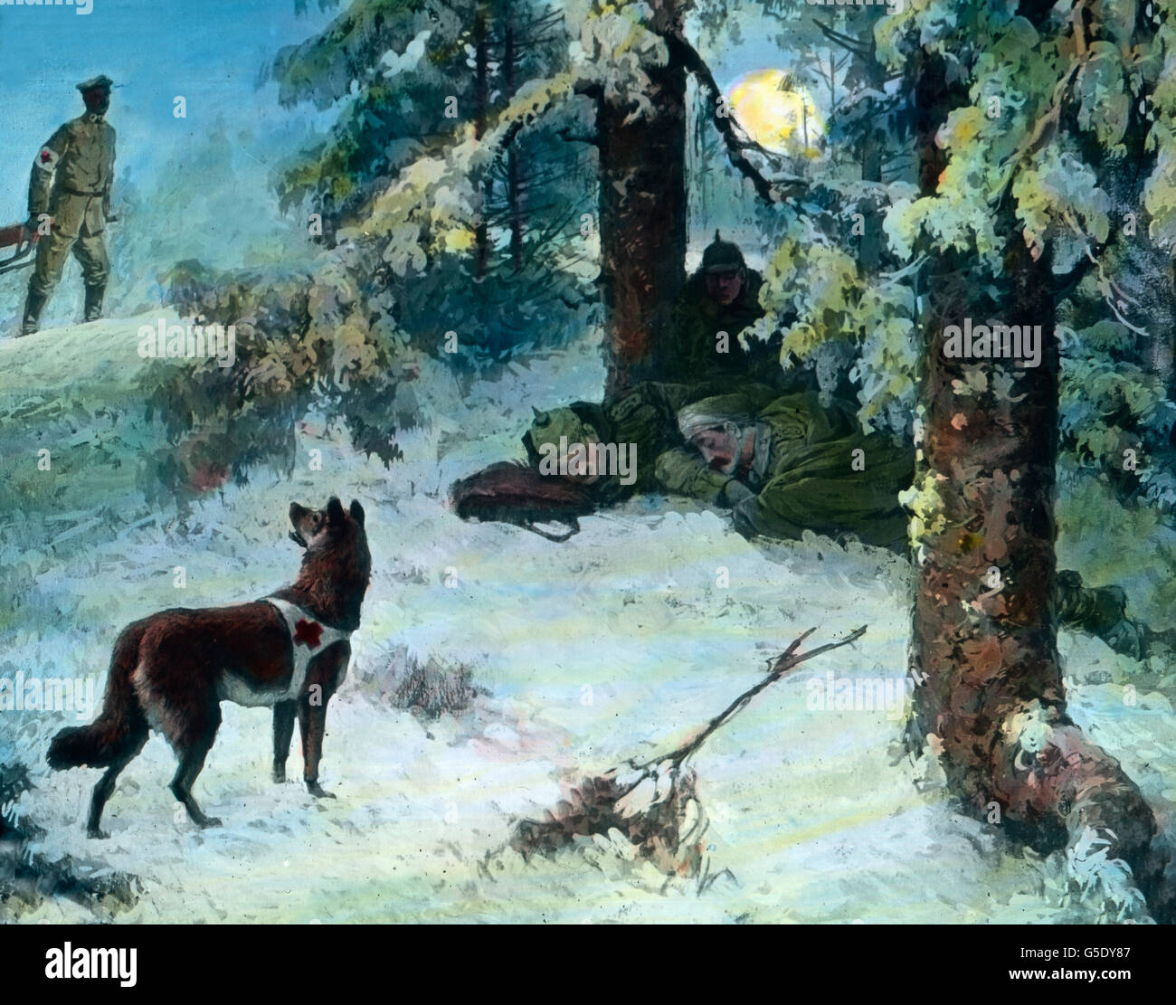 Sanitäter Auf Dem Schlachtfeld. Corpsman auf seinem Weg zum verwundeten Soldaten. Deutschland ...