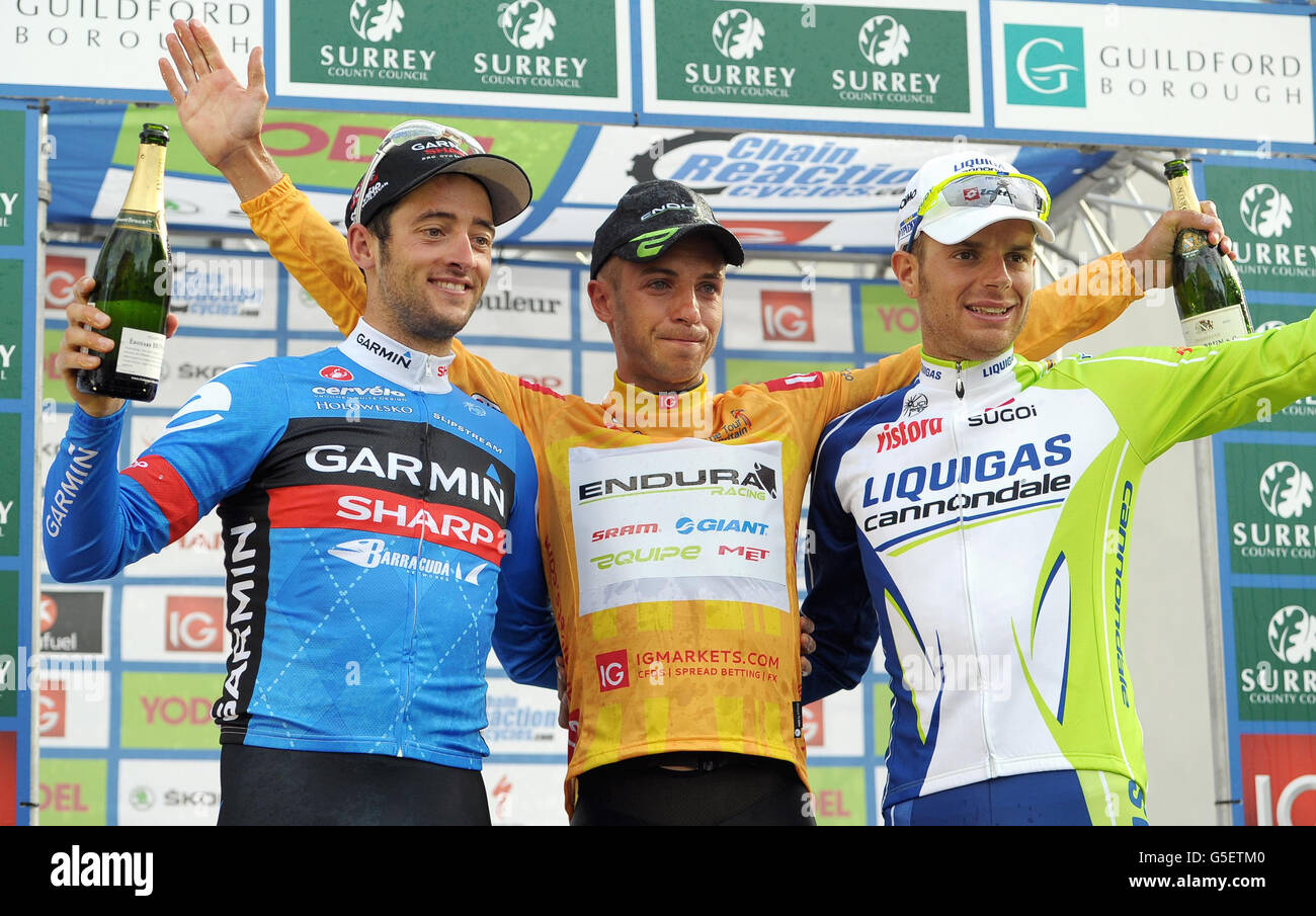 Jonathan Tiernan-Locke feiert den Sieg bei der Tour of Britain mit dem ...