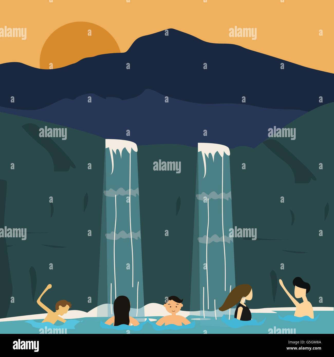 Menschen baden fluss Stock-Vektorgrafiken kaufen - Alamy