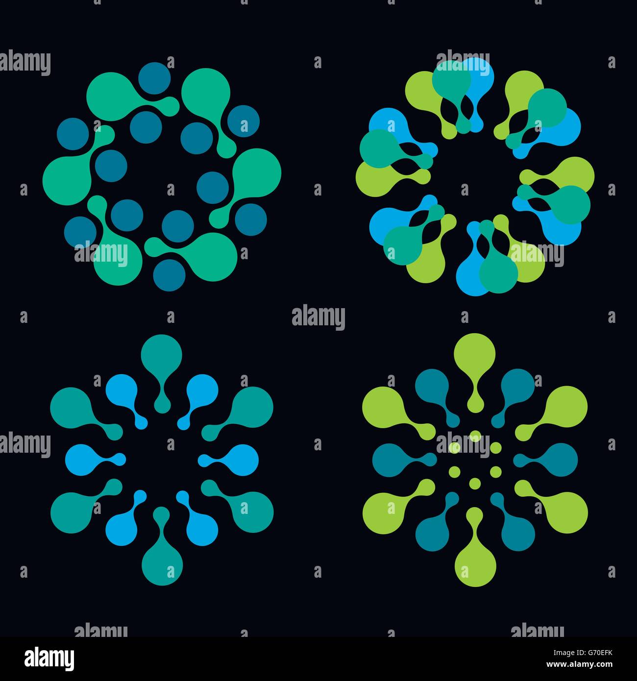 Vektor-isolierte Sonne-Logo-Design-Vorlage. Abstrakte Punkte Symbol ...