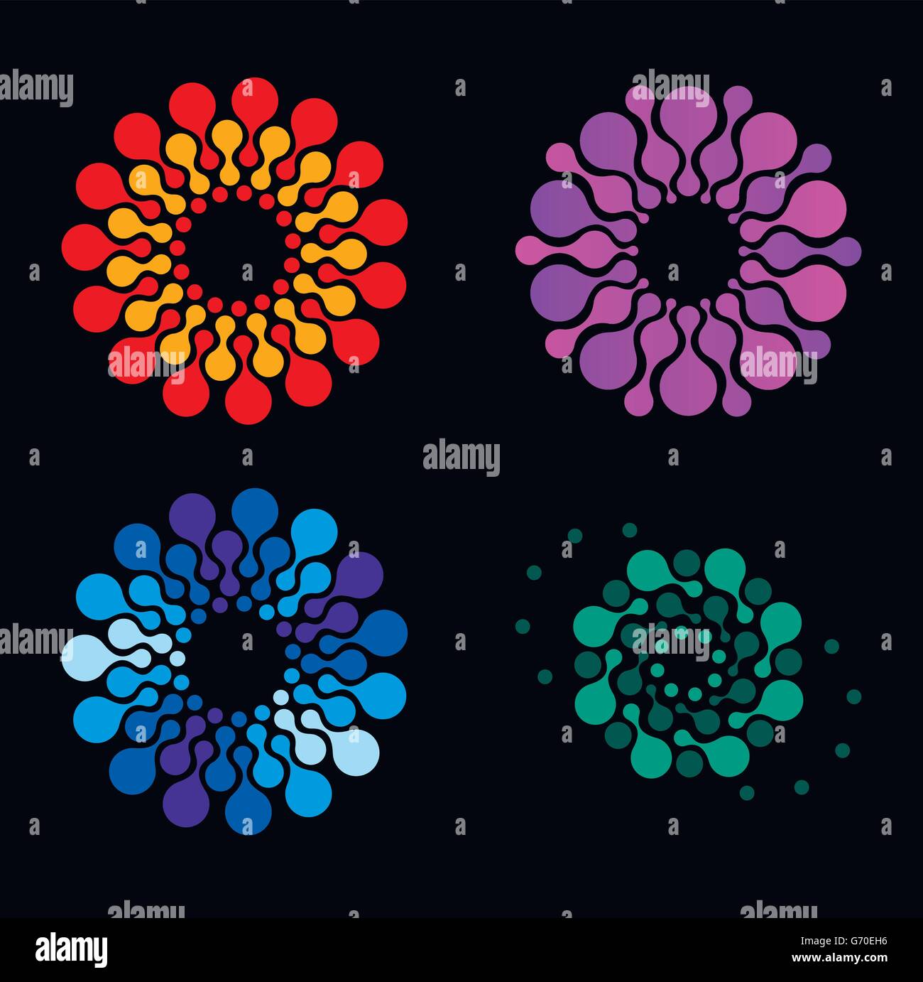 Vektor-isolierte Sonne-Logo-Design-Vorlage. Abstrakte Punkte Symbol ...