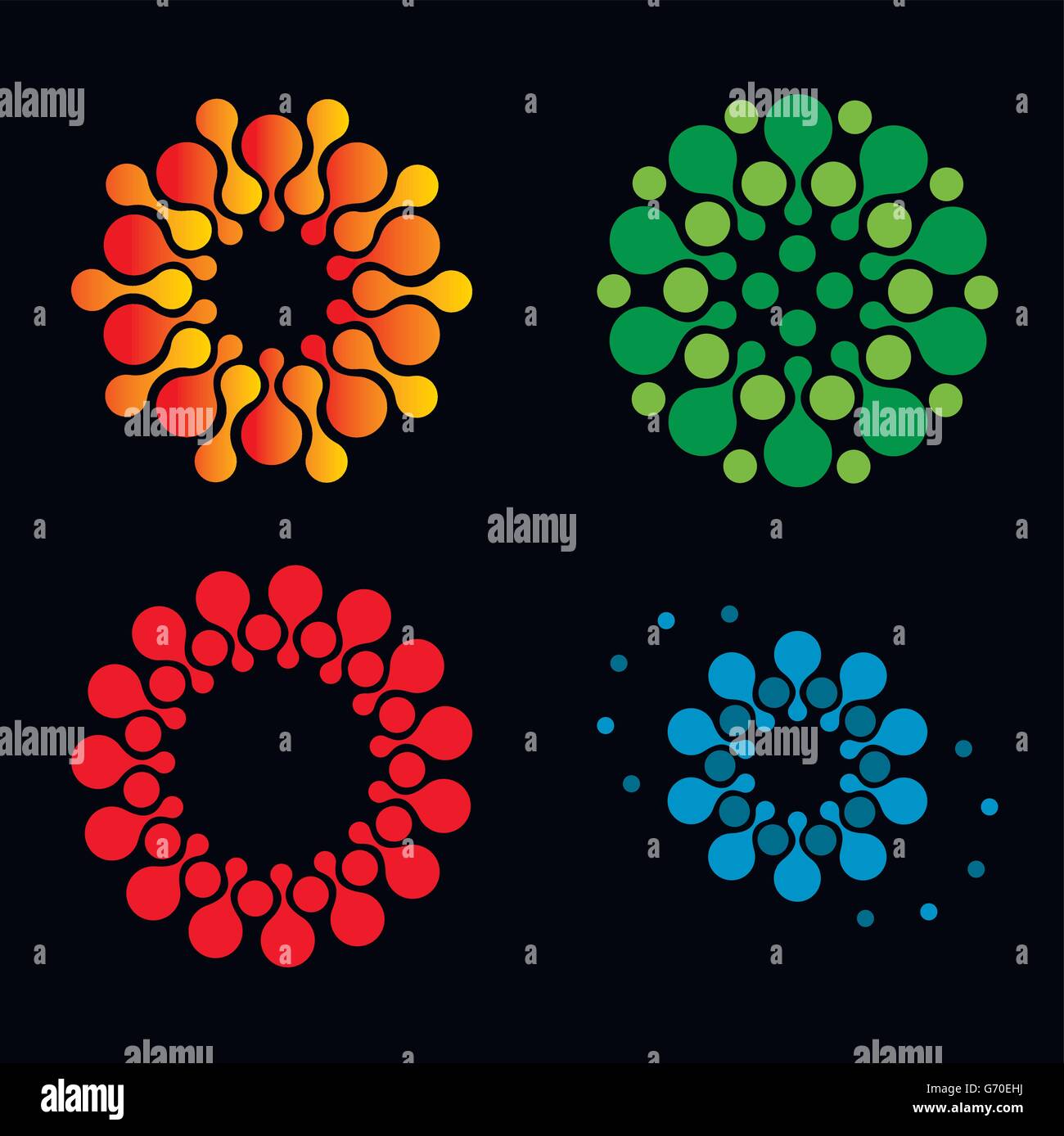 Vektor-isolierte Sonne-Logo-Design-Vorlage. Abstrakte Punkte Symbol ...